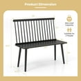 "Costway Windsor Bench, Solid Rubber Wood, Spindle Backrest, Black ...