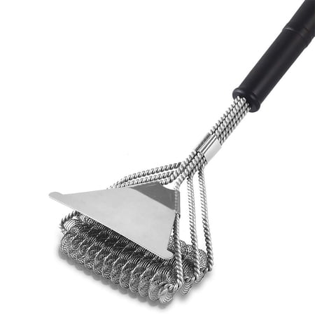 Grill Brush & Scraper - Three-Ended Grill Mesh Cleaning Spring Brush ...