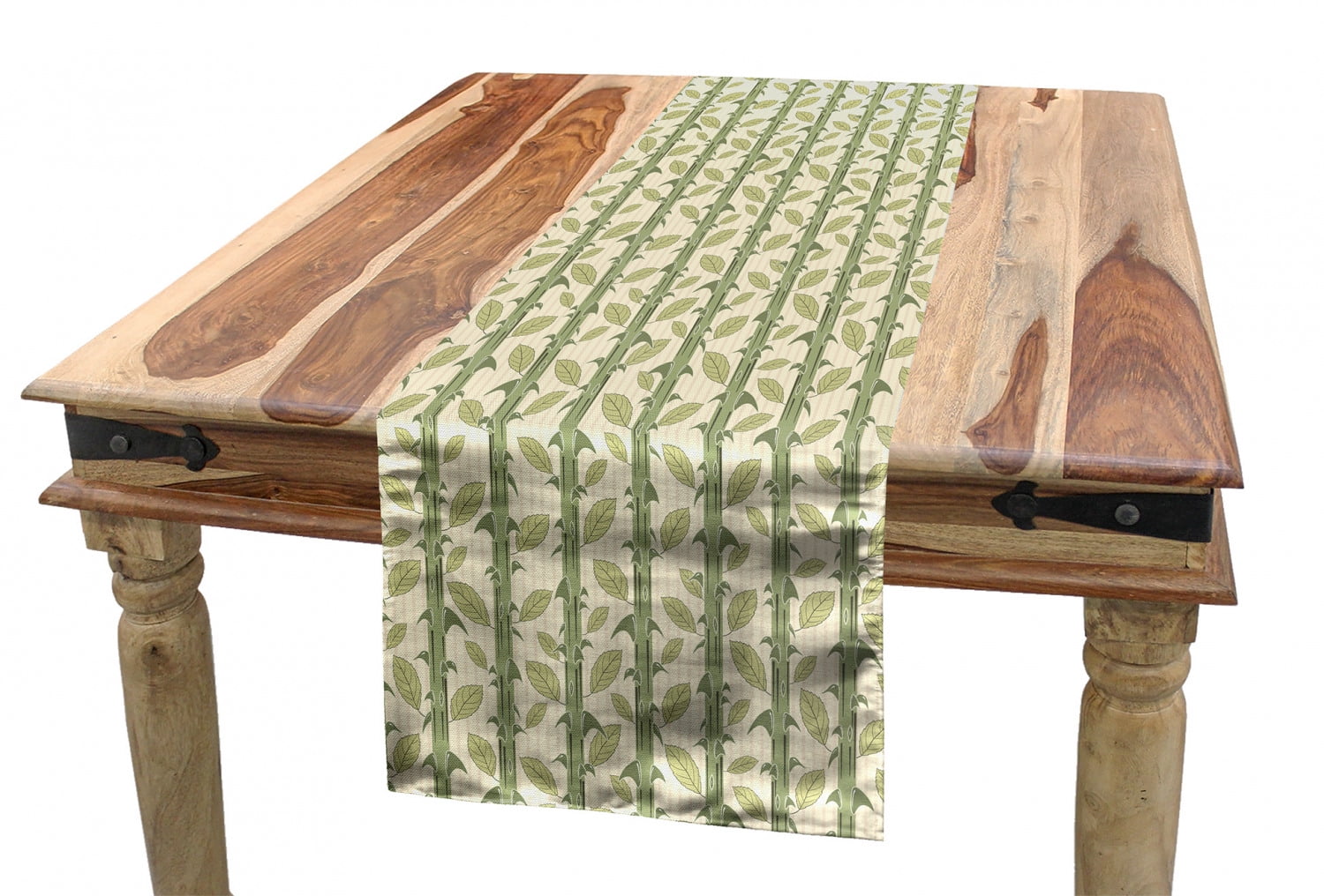 Botanical Table Runner, Vintage Style Thorny Branches with Leaves ...