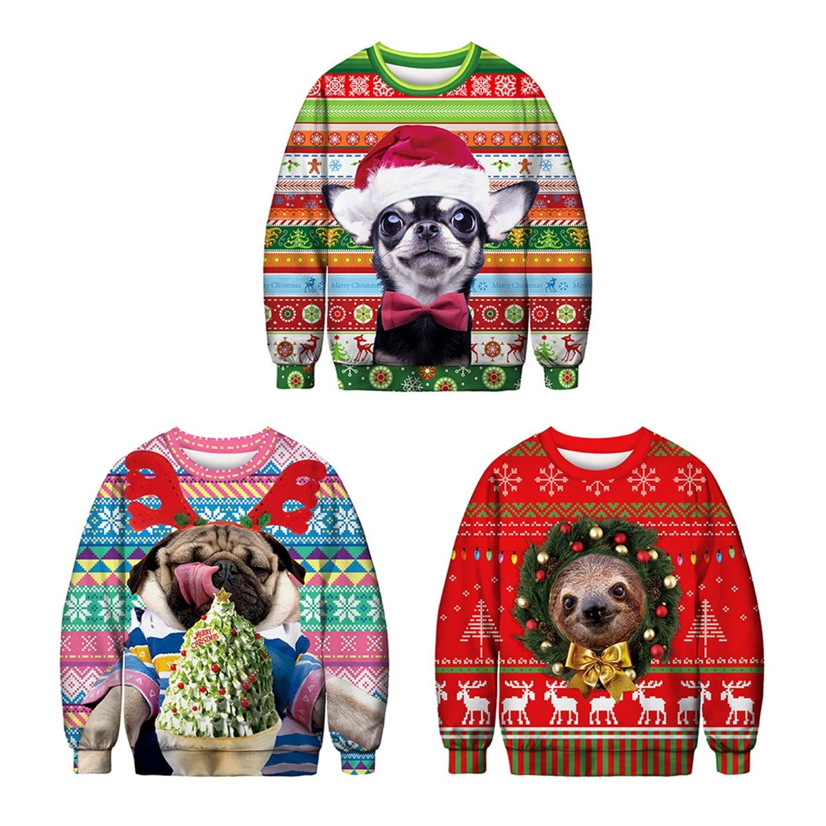Unisex Christmas Sweatshirt Mens Womens Funny 3d Print Sweater Xmas