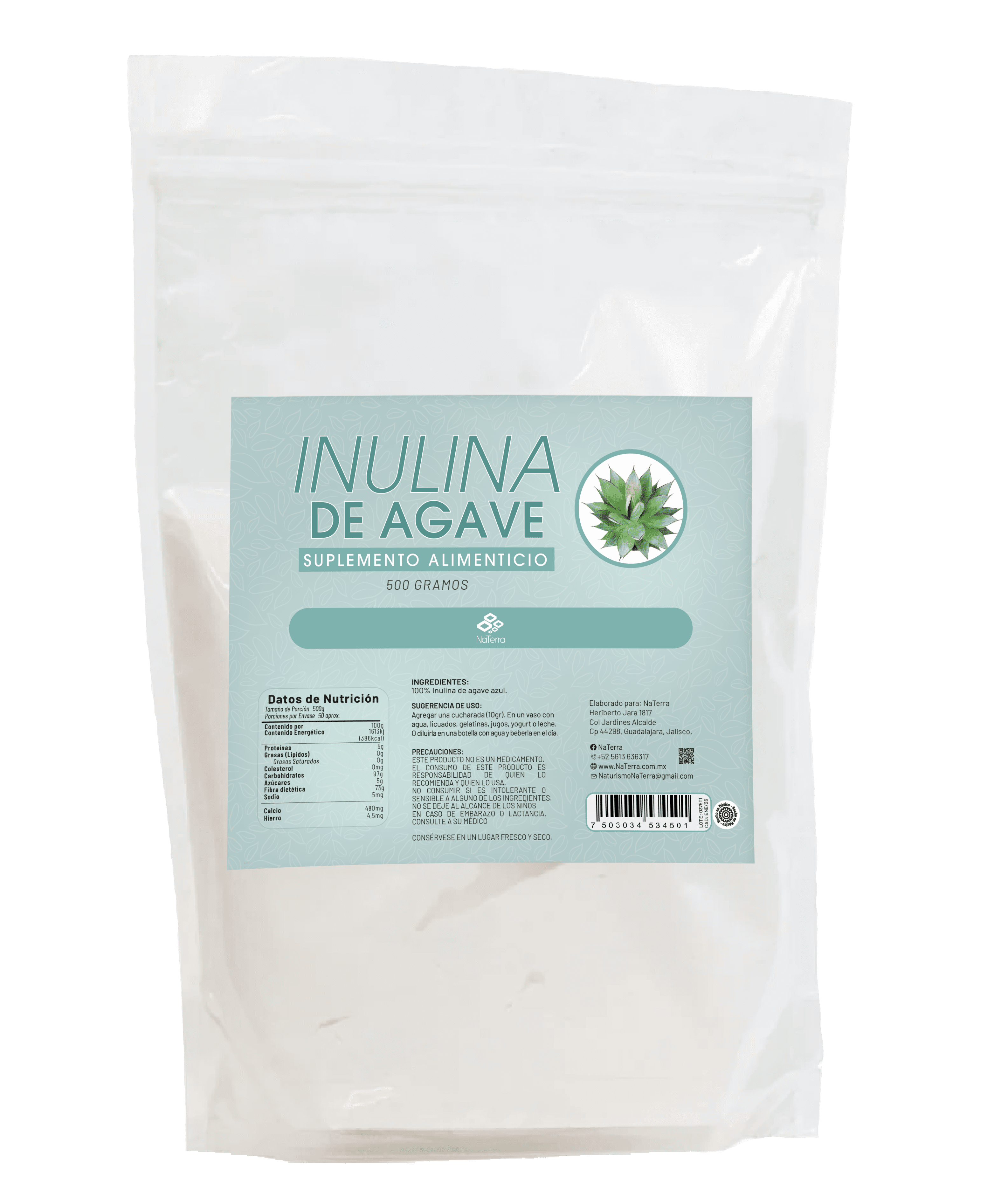 Inulina de Agave Azul NaTerra 500 gramos | Walmart en línea