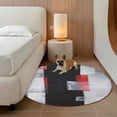 8ft Round Rug Red Black Modern Area Rugs for Living Room Bedroom ...