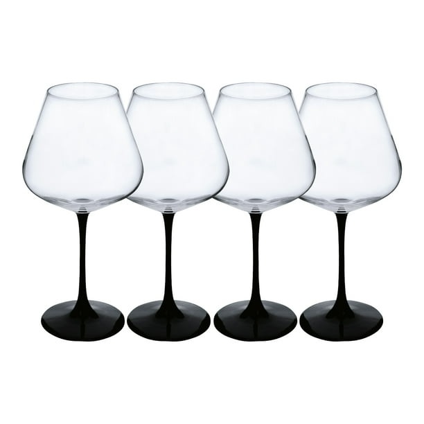 Set de 4 Copas de Cristal Base Negra - 730ml | Bodega Aurrera en línea