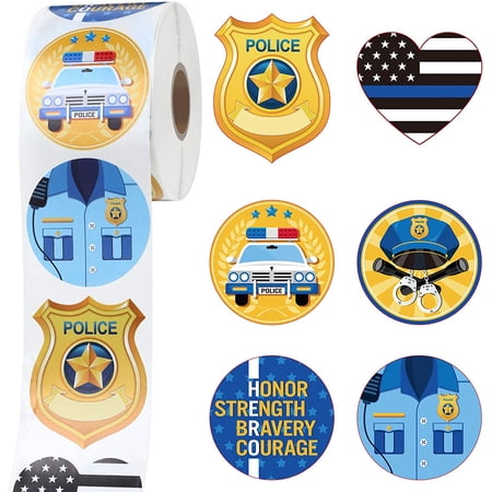 600 Pieces Police Stickers Police Officer Party Stickers Police Badge ...