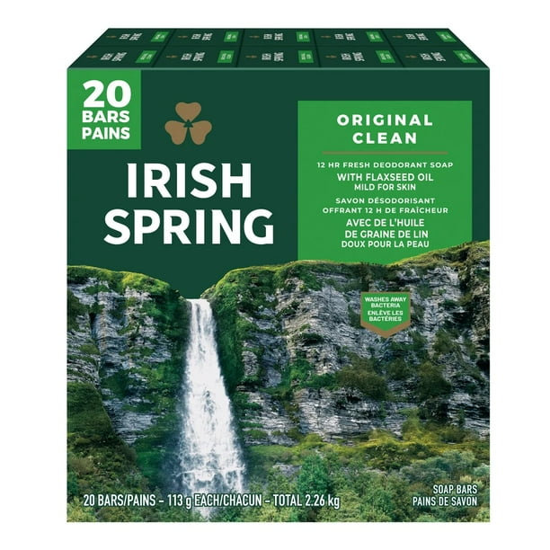 Irish Spring Deodorant Soap, 113 g, 20-pack - Walmart.ca