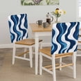 Blue Stripe Chair Back Covers, Geometric White Coastal Wave Modern ...