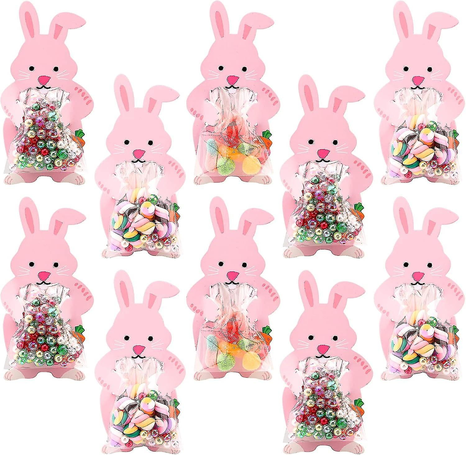 50pcs Rabbit Cellophane Bags, Candy Wrappers With Greeting Cards ...