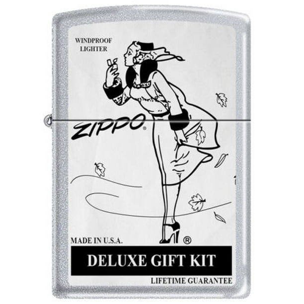 Zippo Windy Girl "Deluxe Gift Kit" Satin Chrome Windproof Lighter RARE ...