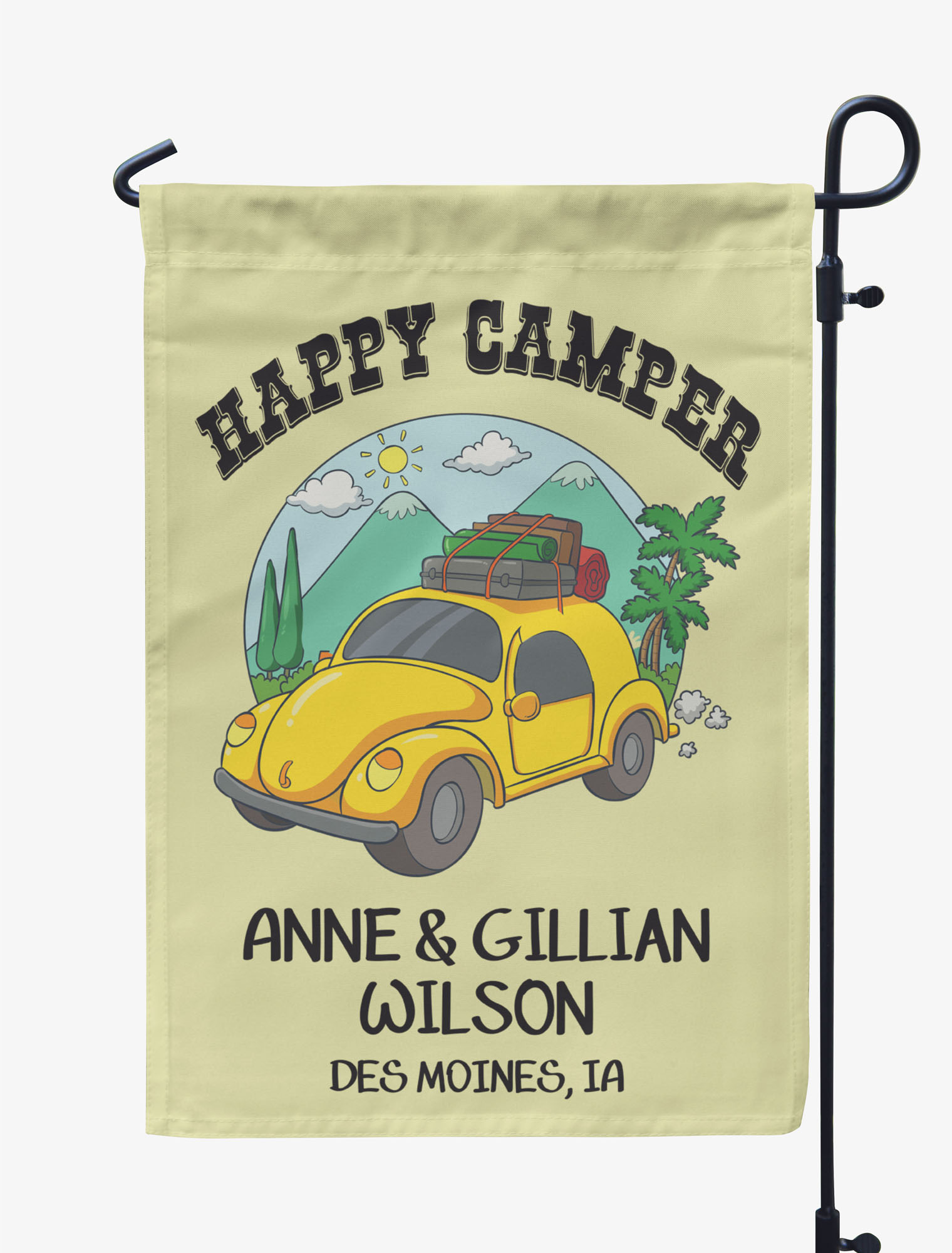 Printtoo Tan Happy Camper Family Camping Car Personalized Camping Flags ...