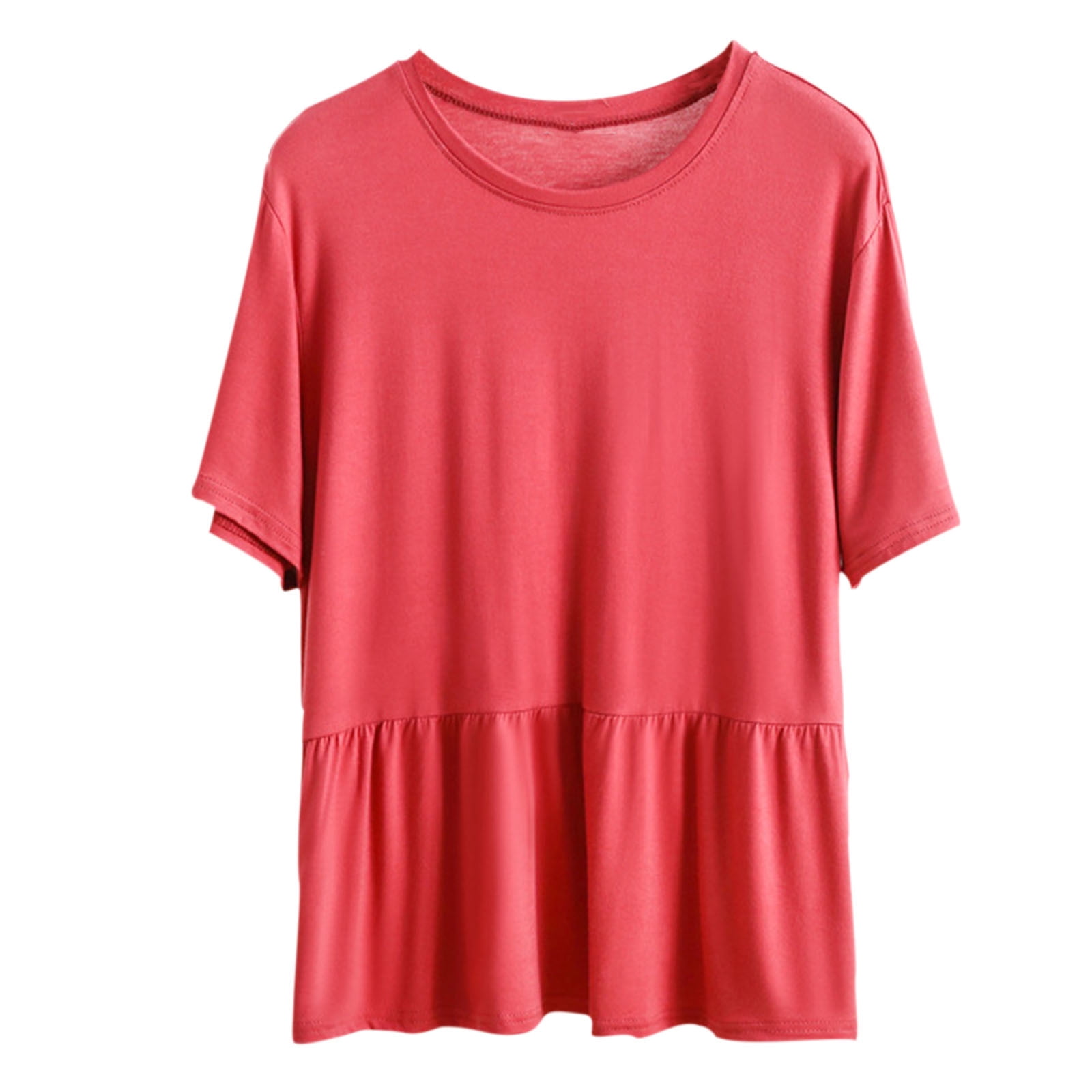 Click here for Posijego Womens Pajama Tops Ruffle Hem Short Sleev... prices