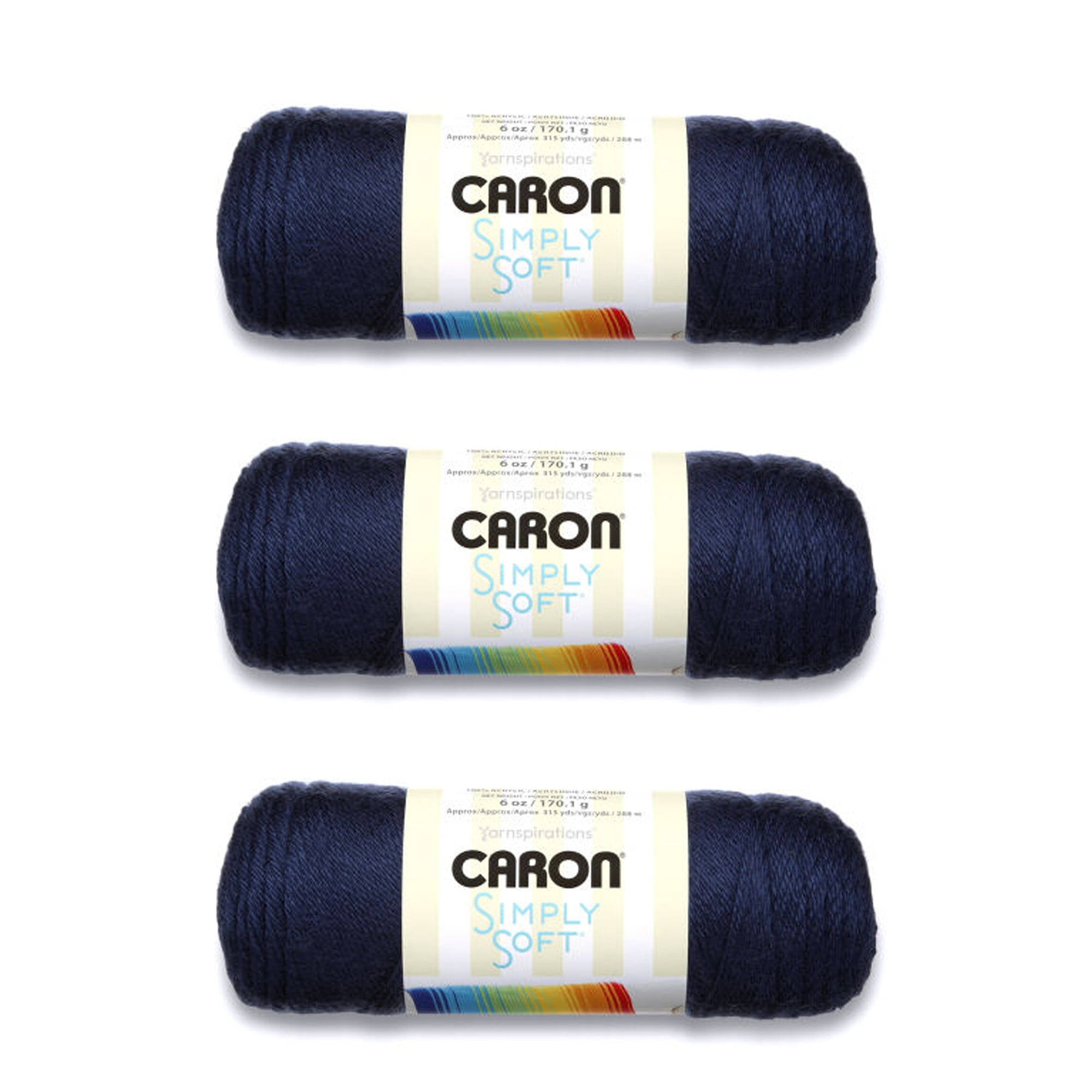 Caron Simply Soft Dark Country Blue Yarn - 3 Pack of 170g/6oz - Acrylic ...