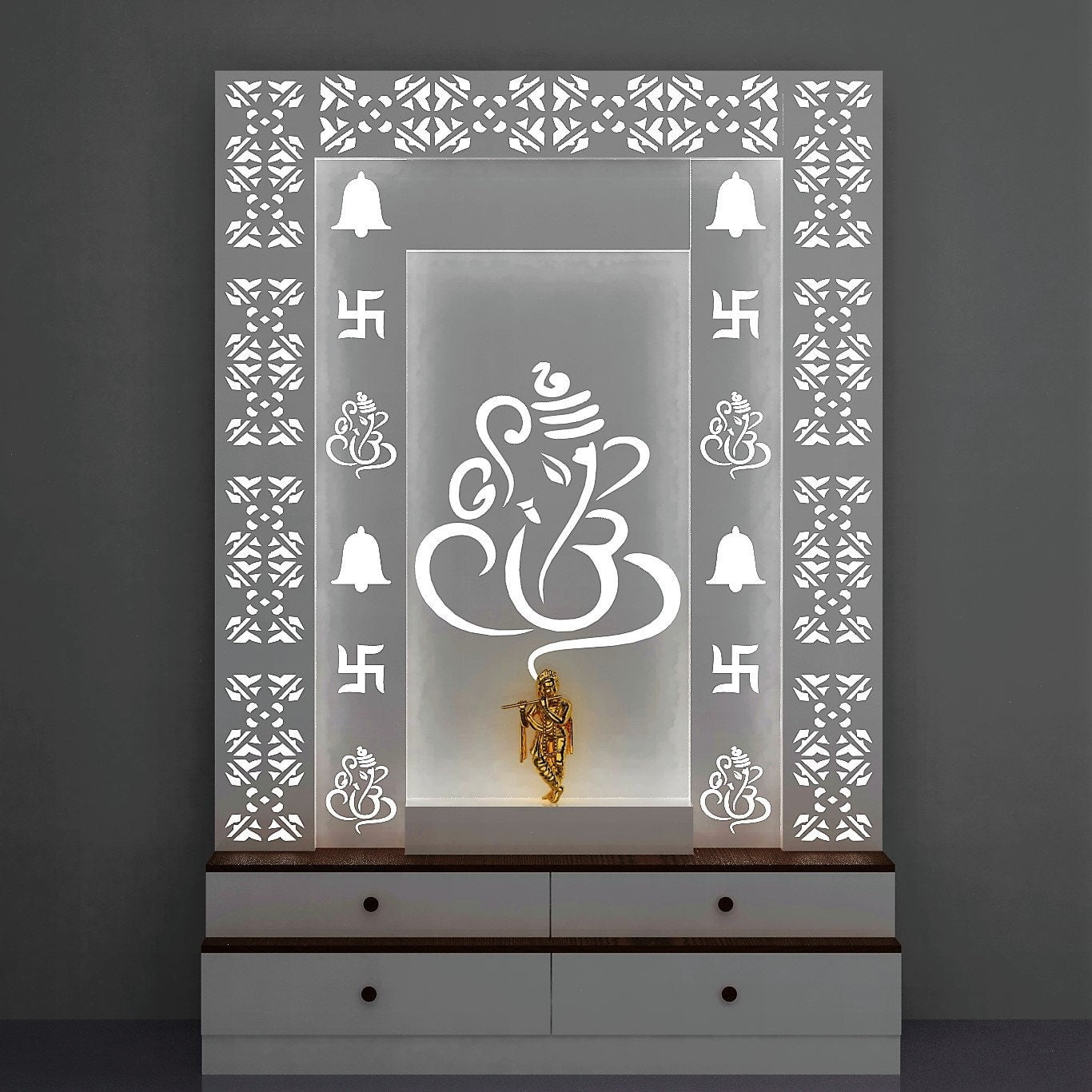 Customized Wooden Designer Pooja Mandir |Pooja Ghar |Wall Hanging ...