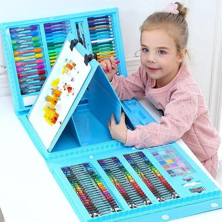Kid Draw Set, Colored Pencil Crayon Watercolors Pens Drawing Toy-176 ...