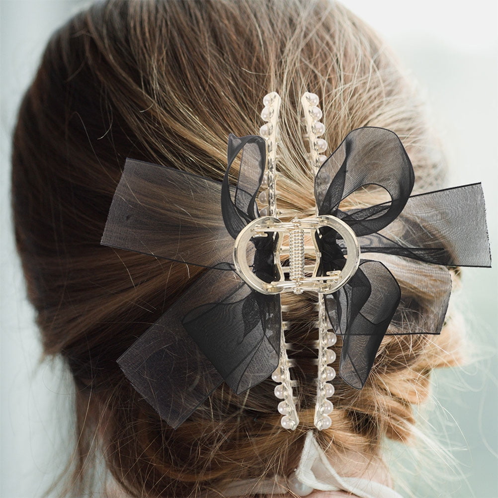 Click here for Ctirchiu 2pcs Large Bow Hair Claw Black Mesh Clips... prices