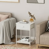 Furologee Nightstand with Storage Shelf & Fabric Drawer, 2 Tiers End ...