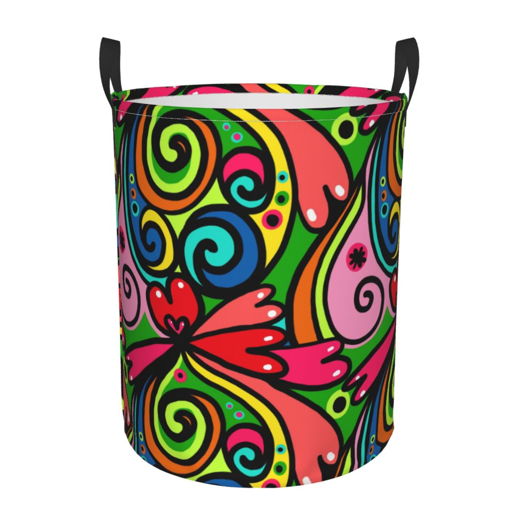 TEQUAN Waterproof Laundry Hampers, Cartoon Colorful Doodle Pattern ...