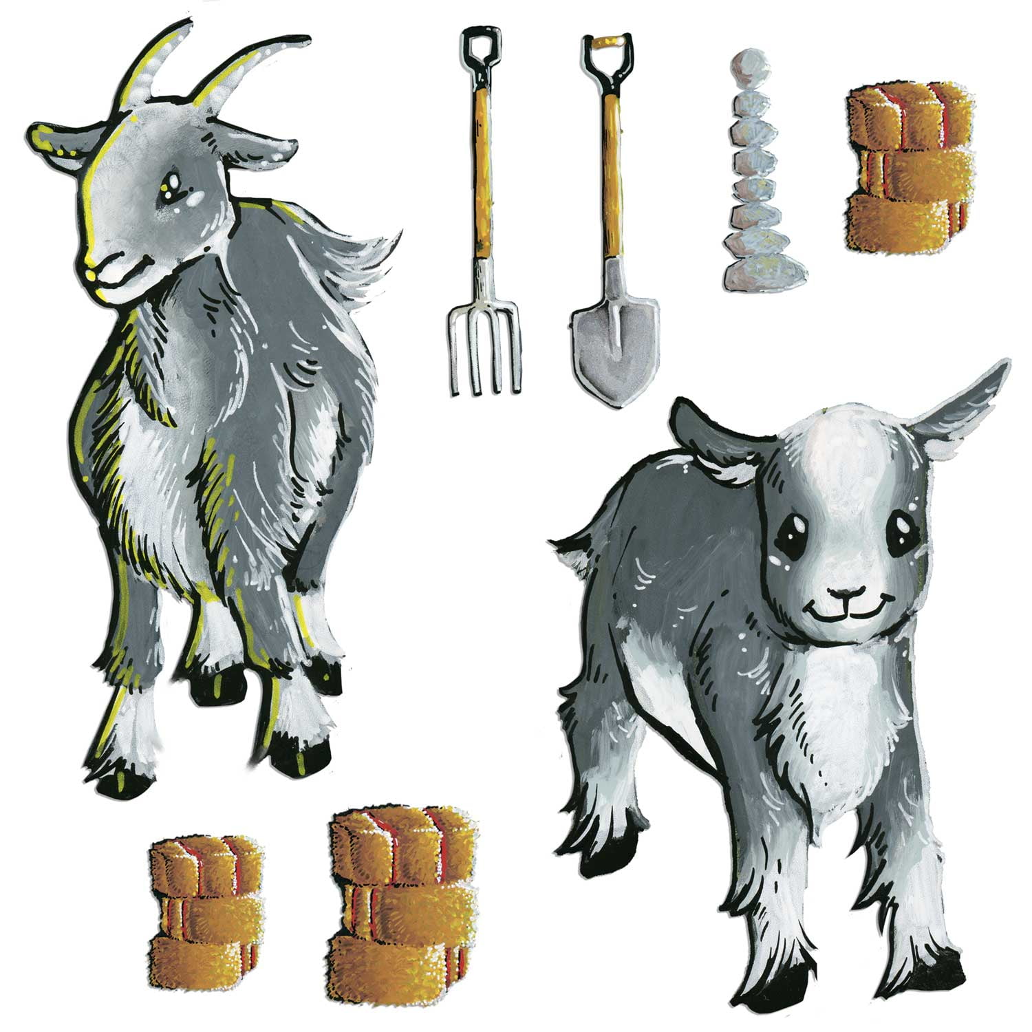 Cohas Removable Vinyl Wall Decals for Baby Nursery or School, Goat ...