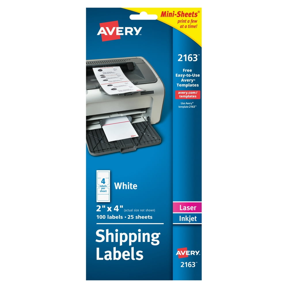 Avery Mini-Sheets Shipping Labels, Permanent Adhesive, 2" x 4", 100 ...