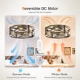 20" Flush Mount Caged Ceiling Fan with Light, Industrial Metal Cage ...