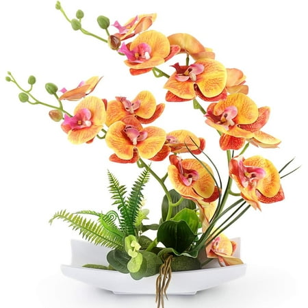 ShenMo Orange Decorative Real Touch Fake Orchid Bonsai Artificial ...
