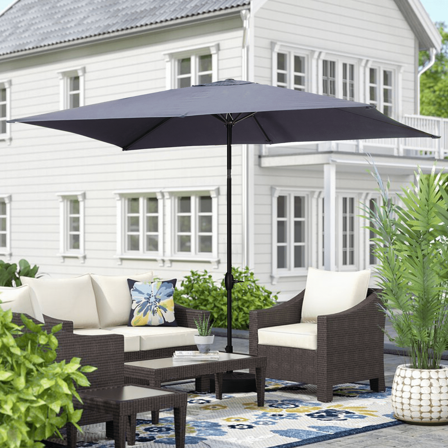 Autlaycil Rectangular Umbrella 10x6.5ft Rectangle Patio Umbrella W ...