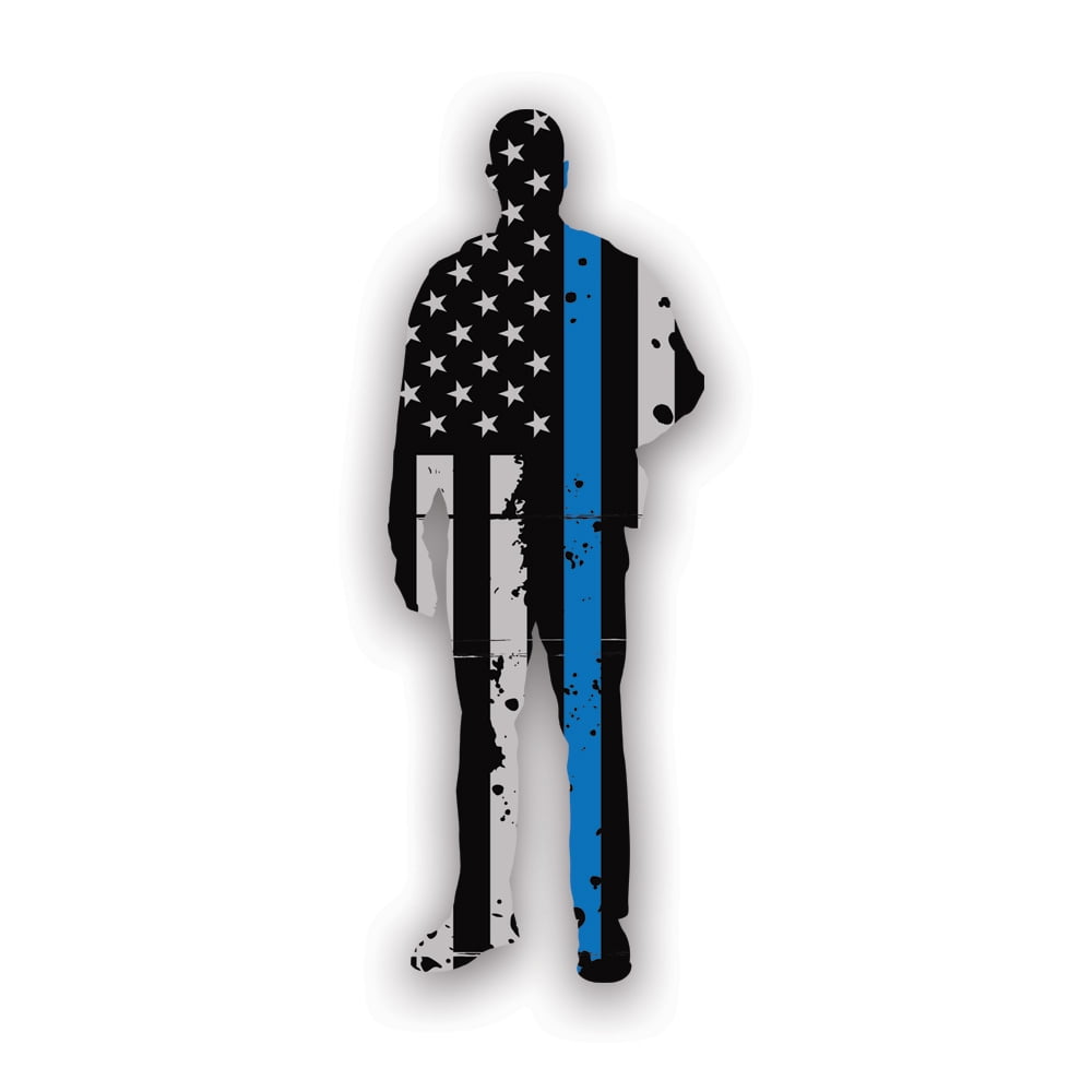 Tattered Thin Blue Line American Flag Police Sticker Decal - Self ...