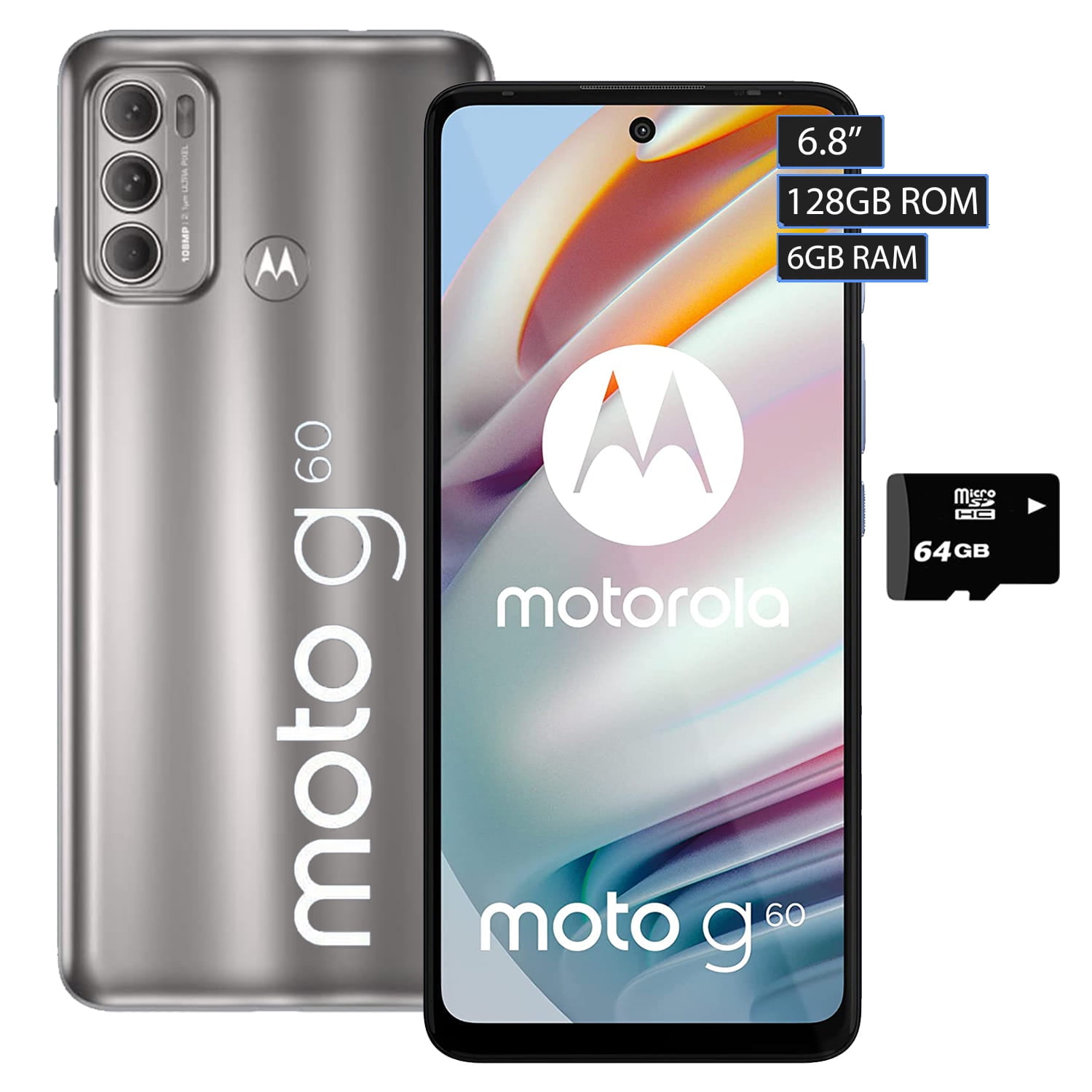 Smartphone Motorola Moto G60 128GB 6GB - Plata más Micro SD 64GB ...