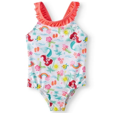 The Little Mermaid Baby Girl Ruffle One-Piece Swimsuit - Walmart.com