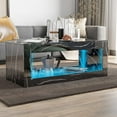 ChVans LED Coffee Table with Open Storage, Modern Black Coffee Table ...