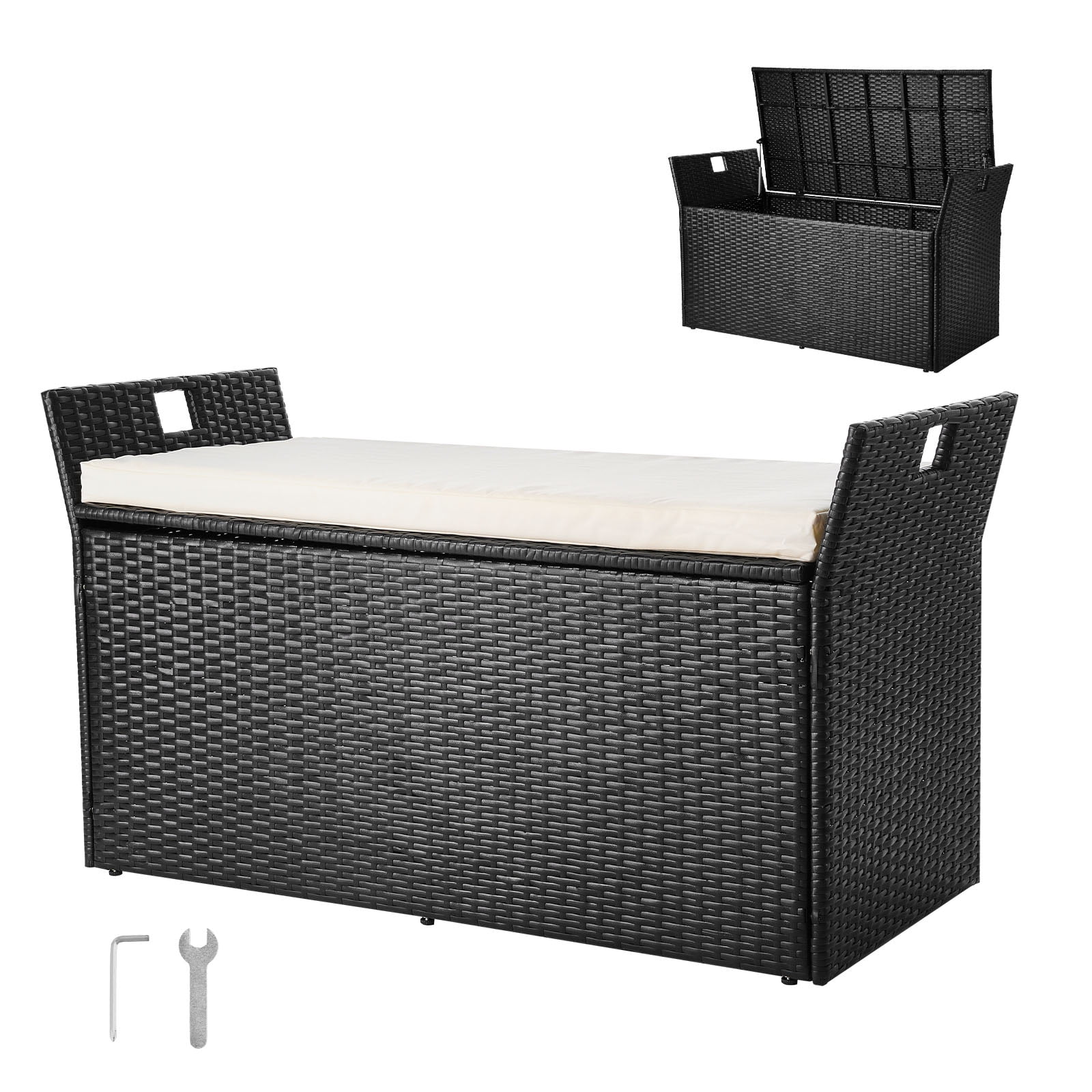 Click here for Vevor Outdoor Storage Bench Pe Rattan 90gal Deck B... prices