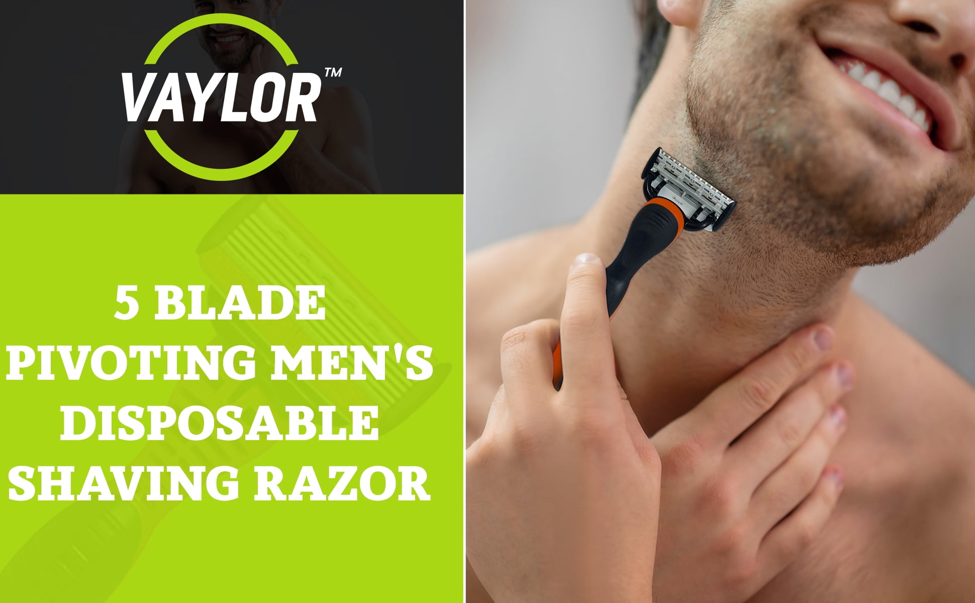 Vaylor 5 Blade Mens Disposable Shaving Razor with Pivoting Head and ...