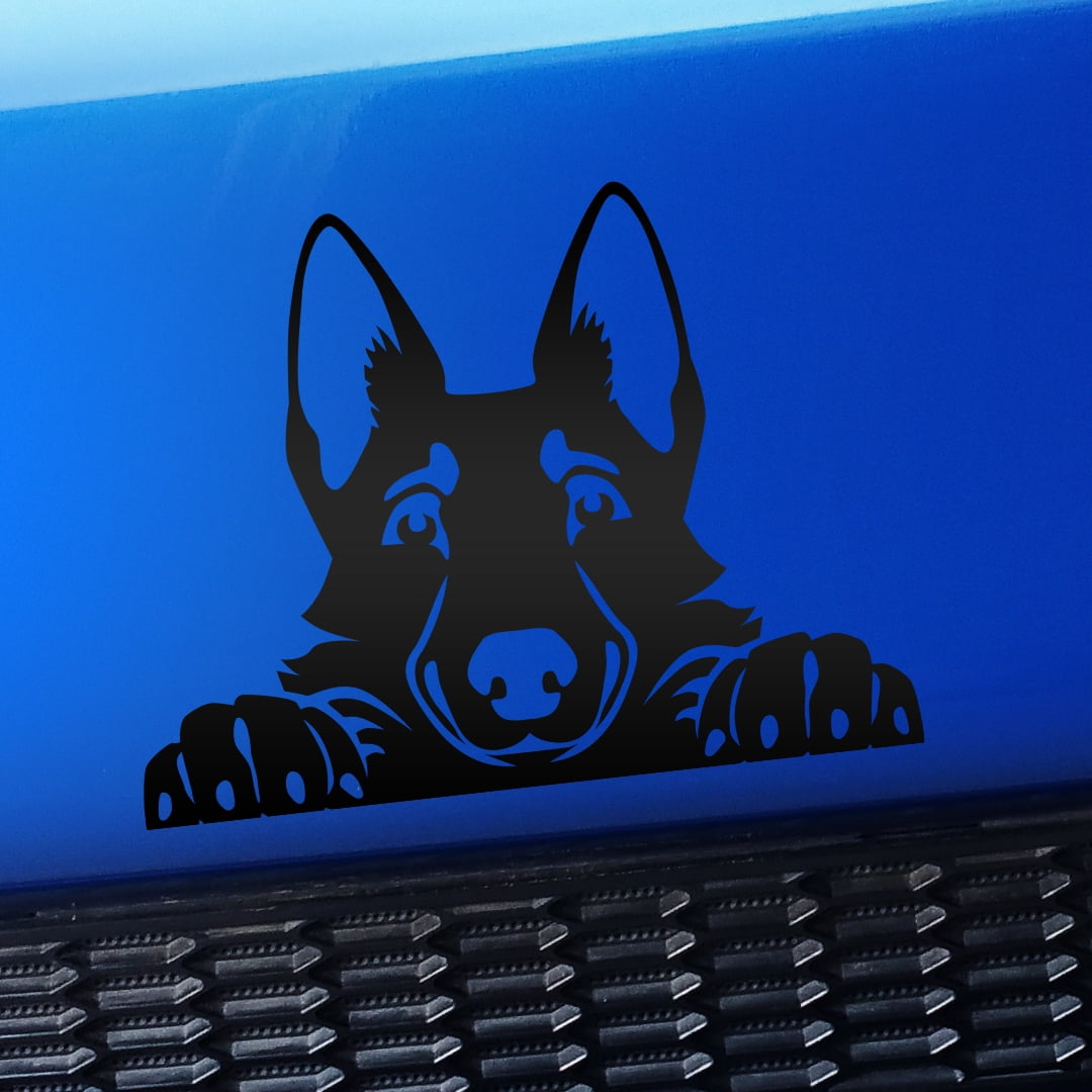 Peeking German Shepherd - Vinyl Car Decal - Choose Color - [MATTE BLACK ...