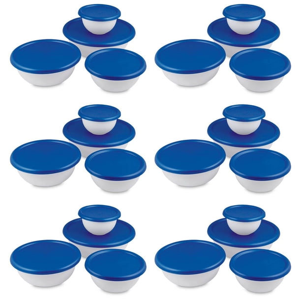 Sterilite 8-Piece Covered Bowl Set, 4 Plastic Bowls Ranging in Size, 6 ...