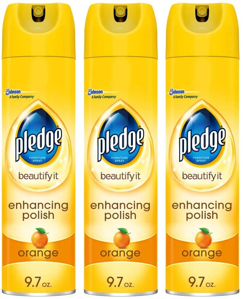 Pledge Multi-Surface Spray Furniture Polish, Orange Scent, 9.7 Ounce, 3 ...