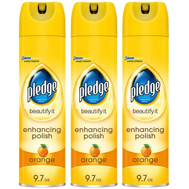Pledge Multi-Surface Spray Furniture Polish, Orange Scent, 9.7 Ounce, 3 ...
