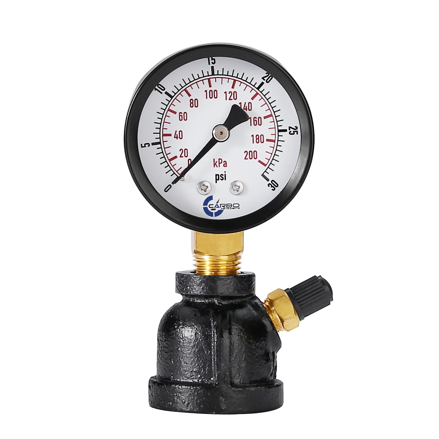 Gas Test Pressure Gauge 30 Pound, 30 PSI/200 kPa 3/4” FNPT Steel Bell ...