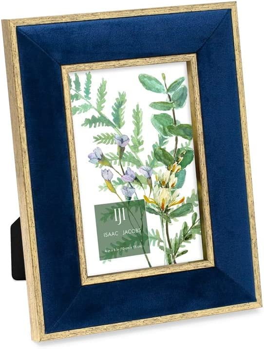 Isaac Jacobs 4x6 Navy Velvet Picture Frame with Metallic Gold Double ...