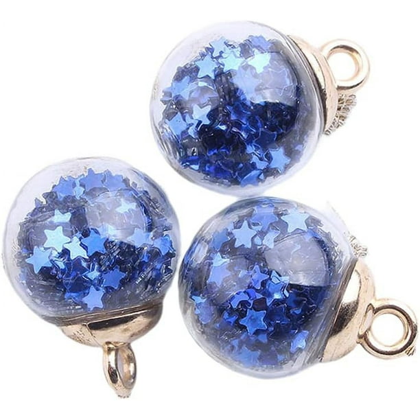 Pack of 10 Dark Blue Star Shaped Christmas Baubles Transparent Colorful ...