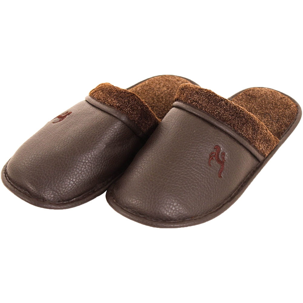 Slm Slm Mens Faux Leather Scuff Slippers
