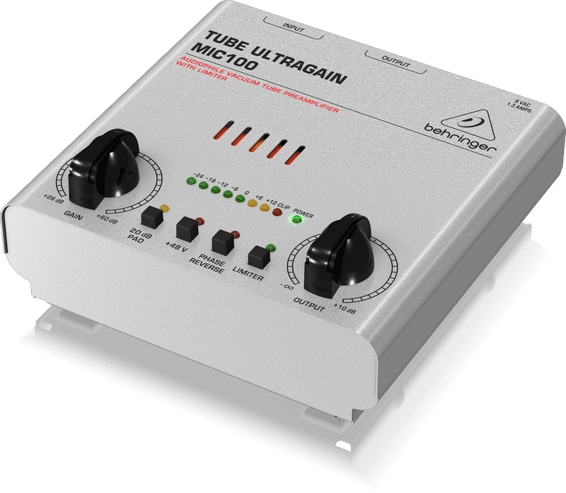 Behringer MIC100 Audiophile Vacuum Tube Preamplifier with Limiter ...