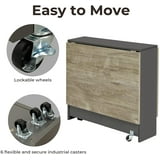 Folding Dining Table with Storage Racks and 6 Wheels, Drop Leaf Table ...