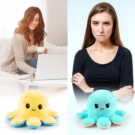 50cm Giant Reversible Octopus Stuffed Animal Reversible Happy Sad ...