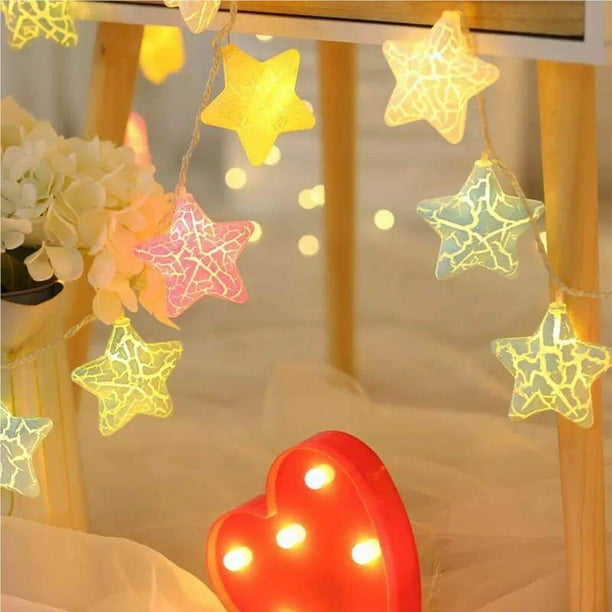 kurtrusly LED Star String Light Crack Star Decorative Light Star Fairy ...