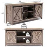 "Yaoping 58"" Oak Color Farmhouse Sliding Barn Door TV Stand for TVs Up ...