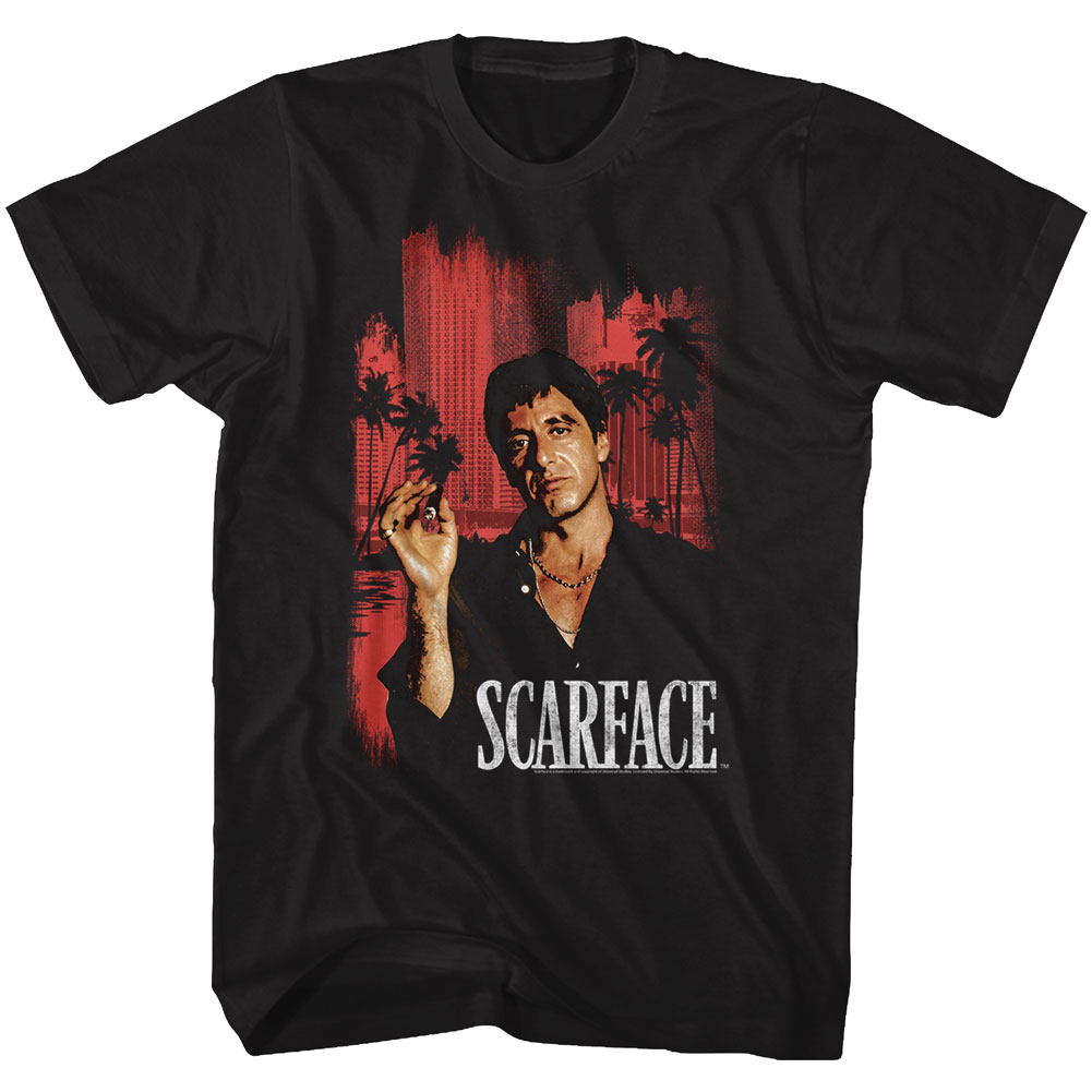 Scarface Red Cityscape Black Adult T-Shirt - Walmart.com