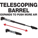 Bell Sports AIRSTRIKE 150 Telescoping Mini Bicycle Frame Pump, Black ...
