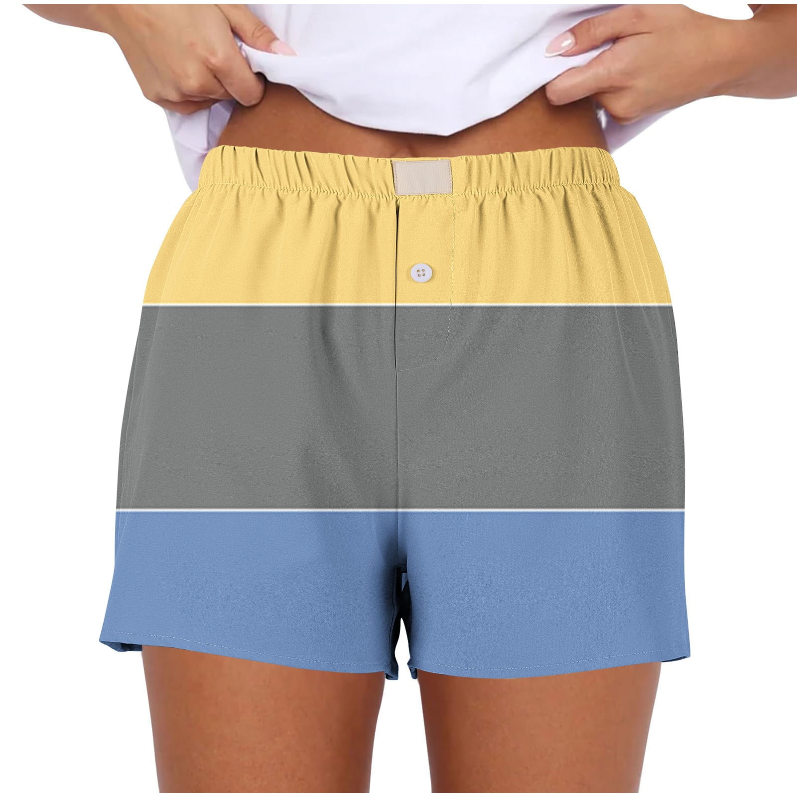 Click here for Plebaso Womens Shorts Elastic High Waist Print Cas... prices