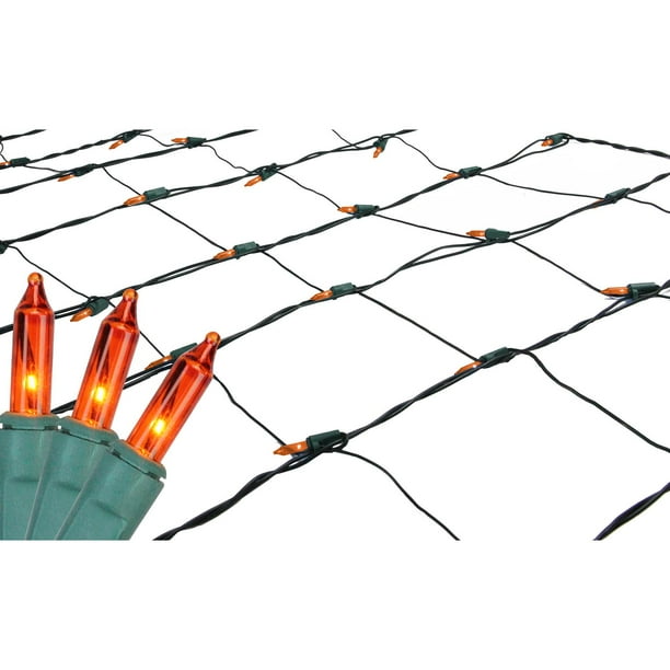 4' x 6' Orange Mini Net Style Christmas Lights - Green Wire - Walmart.com