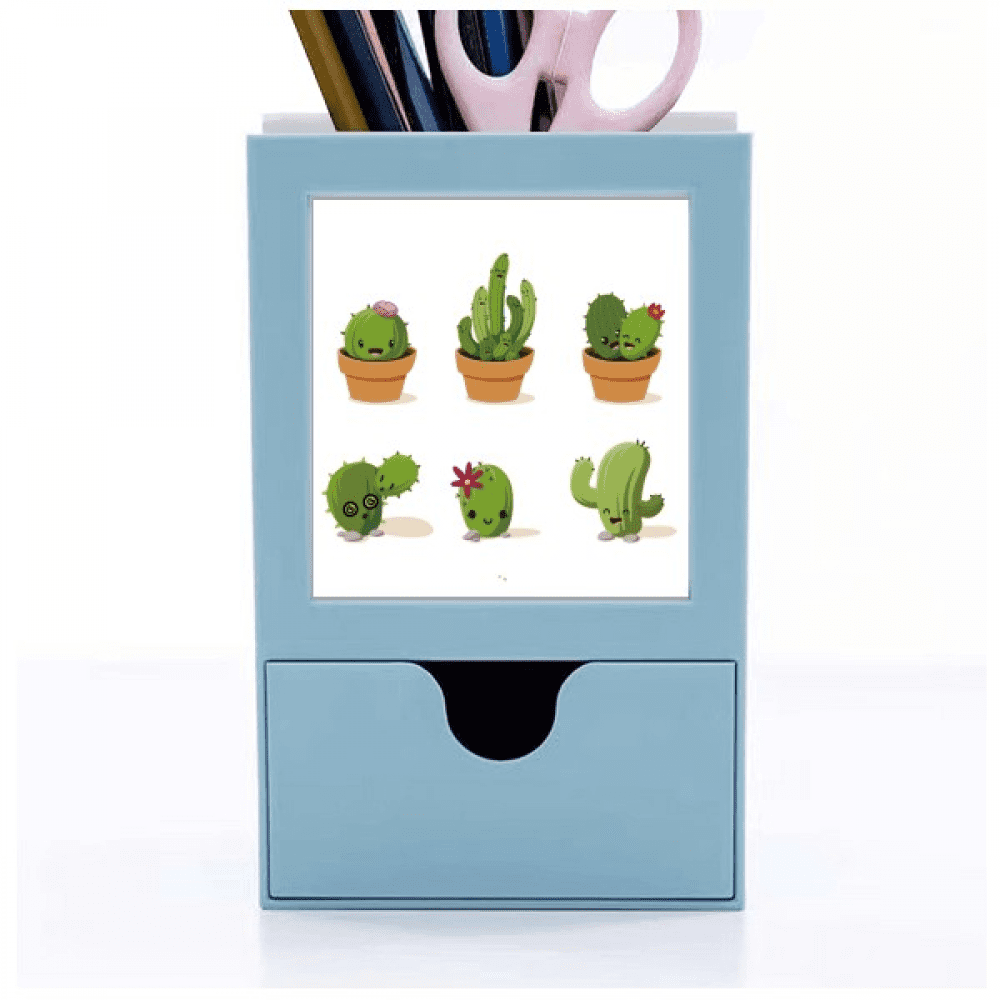 Cactus Succulents Potted Illustration Desk Supplies Organizer Pen ...