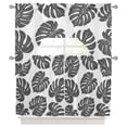 Black Monstera Leaf Swag Curtains Valance and Tier Set, Tropical ...